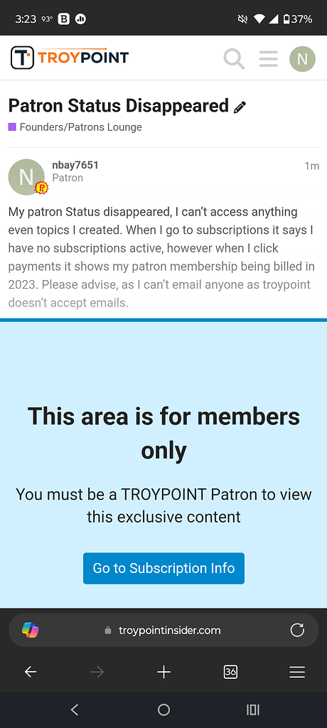 Blocked as well can't access anything - Founders/Patrons Lounge ...