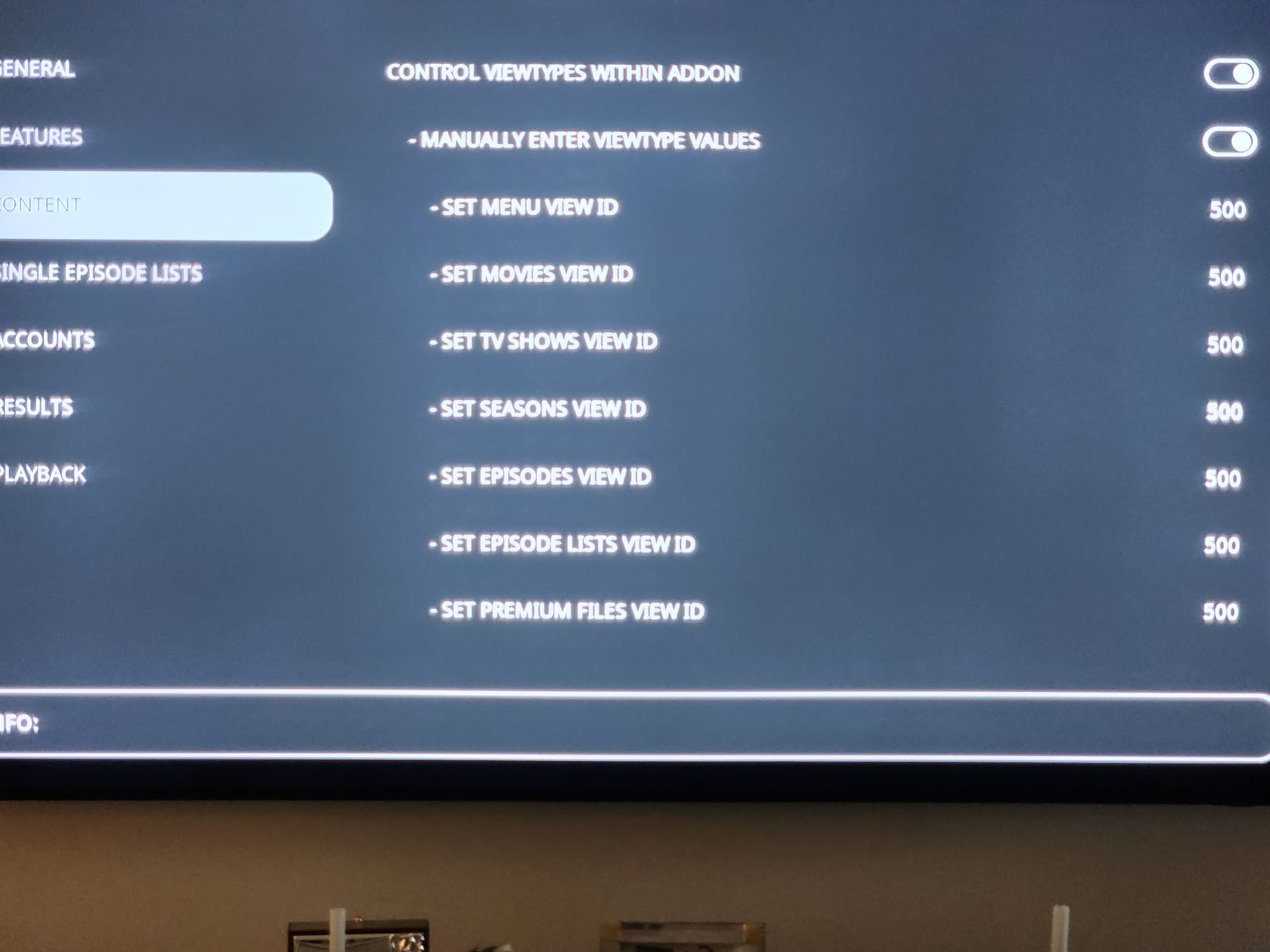 What are the numeric values for different types of views for FENLIGHT ...